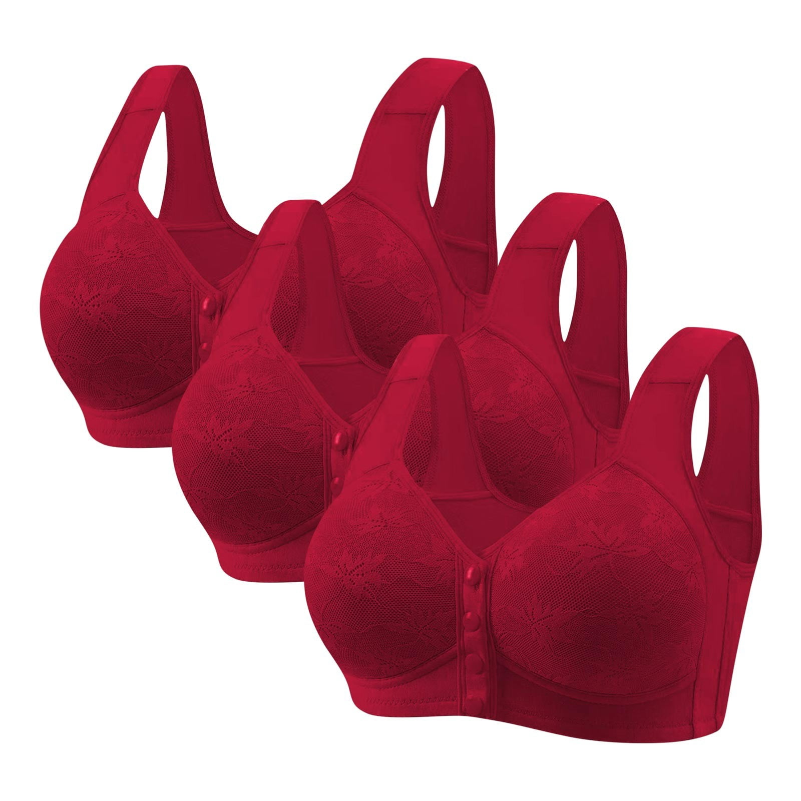 Brglopf 2/3 Pack Daisy Bras for Older Women No Underwire Front Closure ...