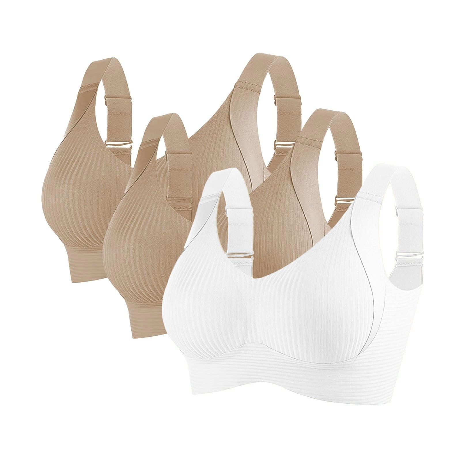 Brglopf 3PCS Seamless Bras for Women Plus Size Push Up Adjustable ...