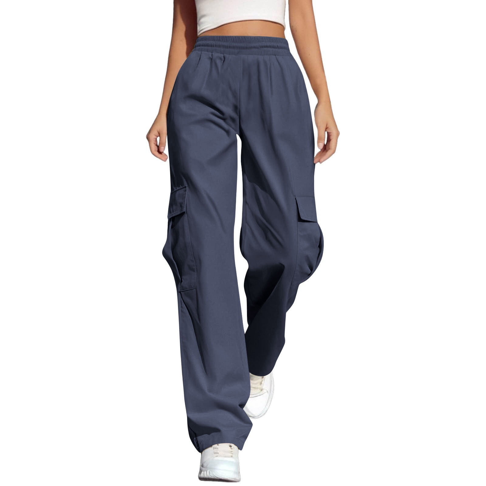 Brglopf Cargo Pants for Women Elastic Waisted Parachute Hiking Pants ...
