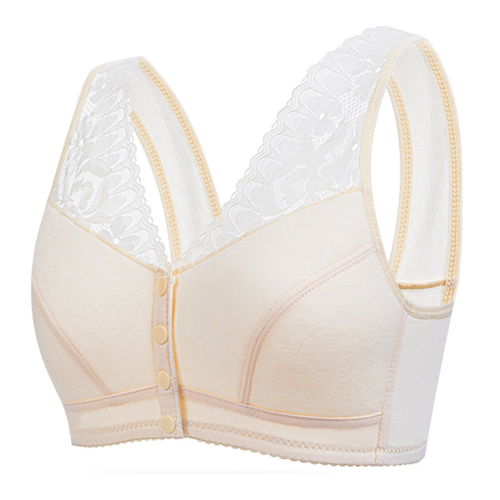 Brglopf Daisy Front Snap Bras For Older Women Wirefree Front Button ...