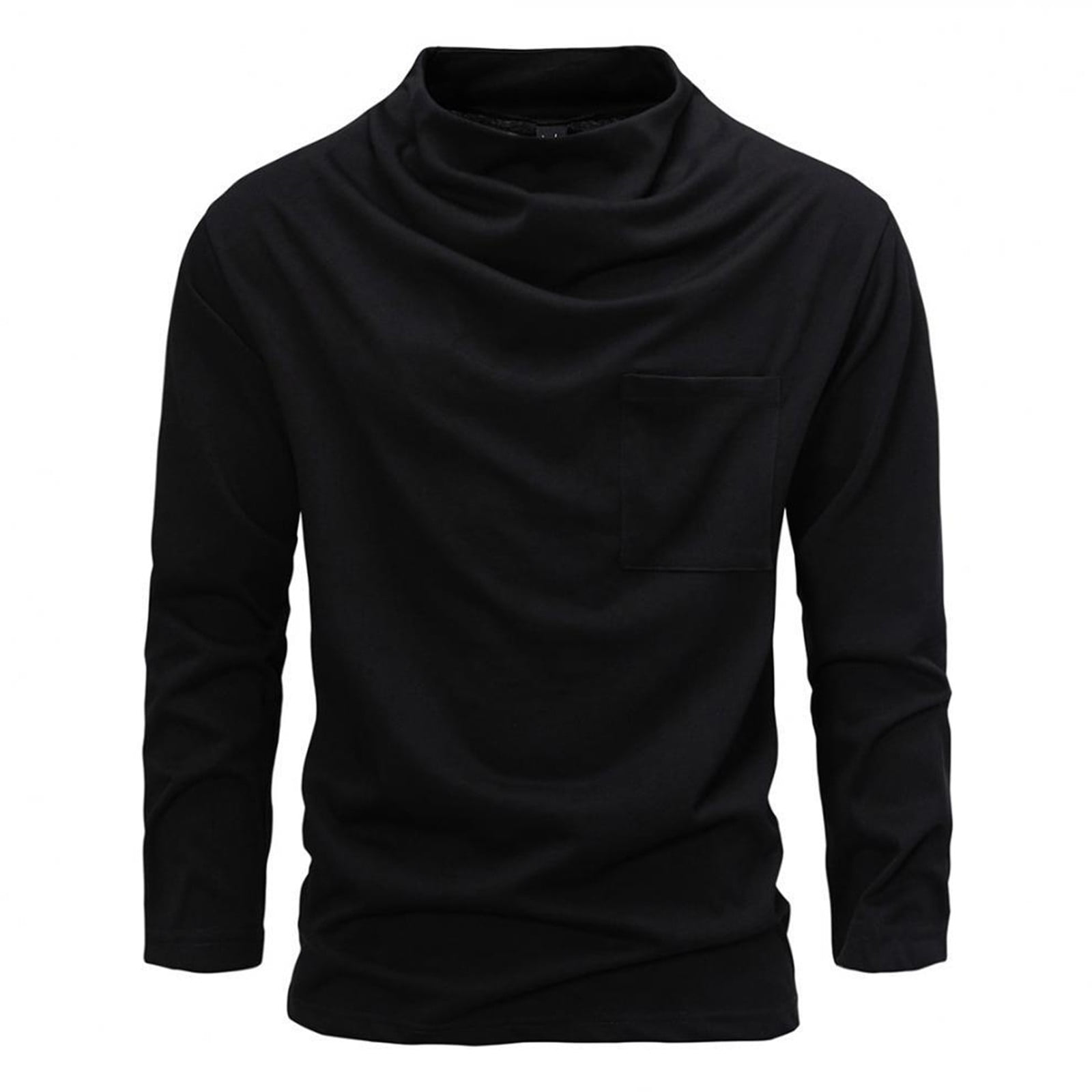 Brglopf Men's Base Tshirts Mock Neck Long Sleeve Solid Color Tee Shirts ...