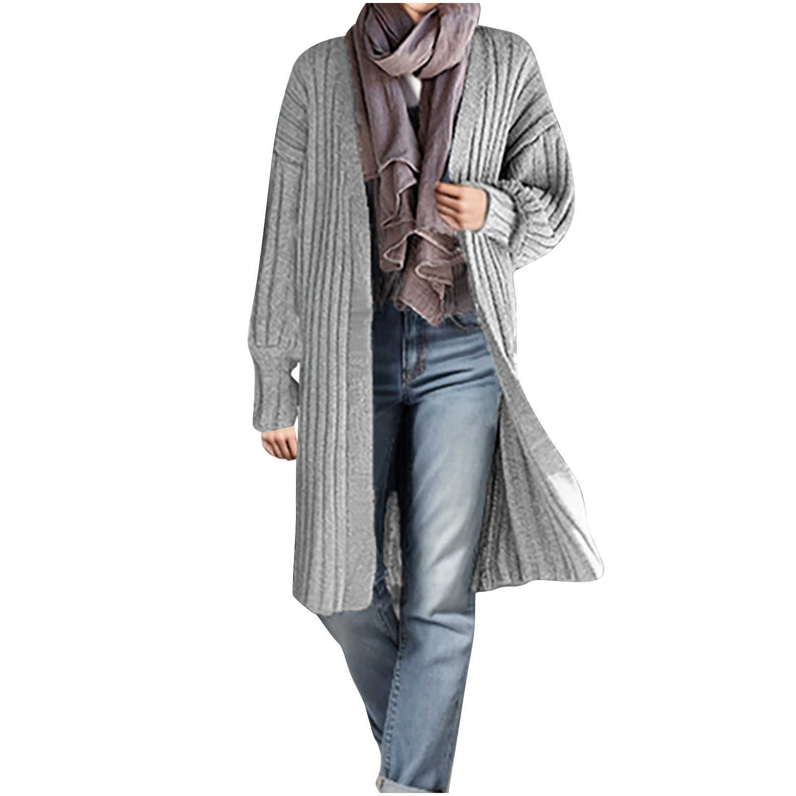 Brglopf Open Front Cardigan for Women Slouchy Ribbed Knit Sweaters ...