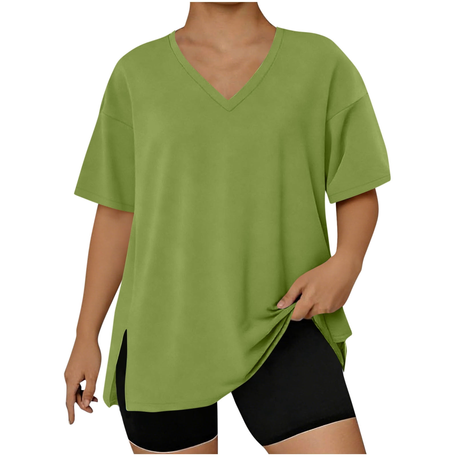 Brglopf Oversized Tshirts for Women Plus Size V Neck Short Sleeve Tees ...