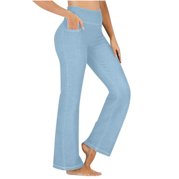 Brglopf Stretchy Flare Jeans for Women High Waisted Pull On Bell Bottom ...