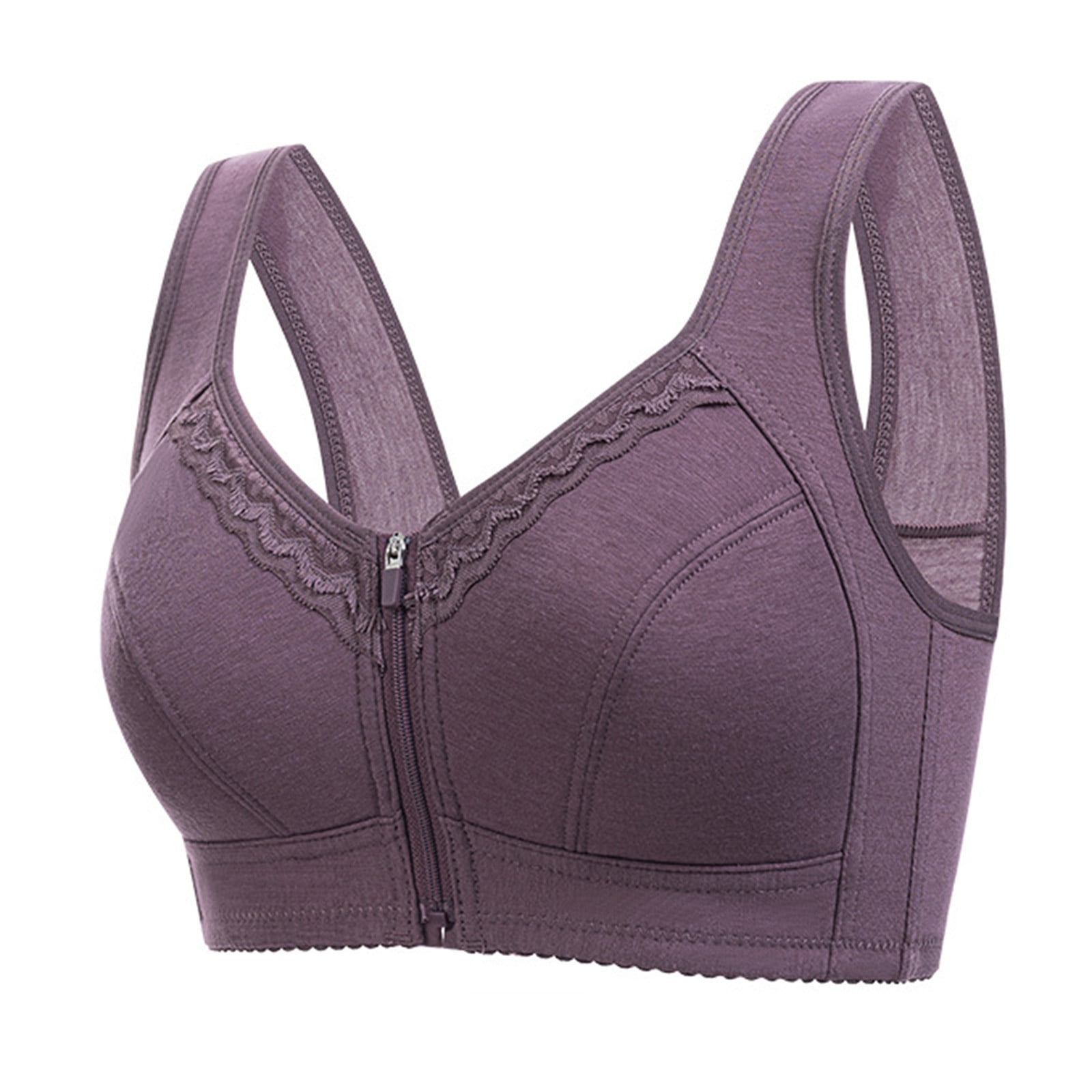 Brglopf Wireless Zip Front Closure Bras for Women No Underwire Full ...