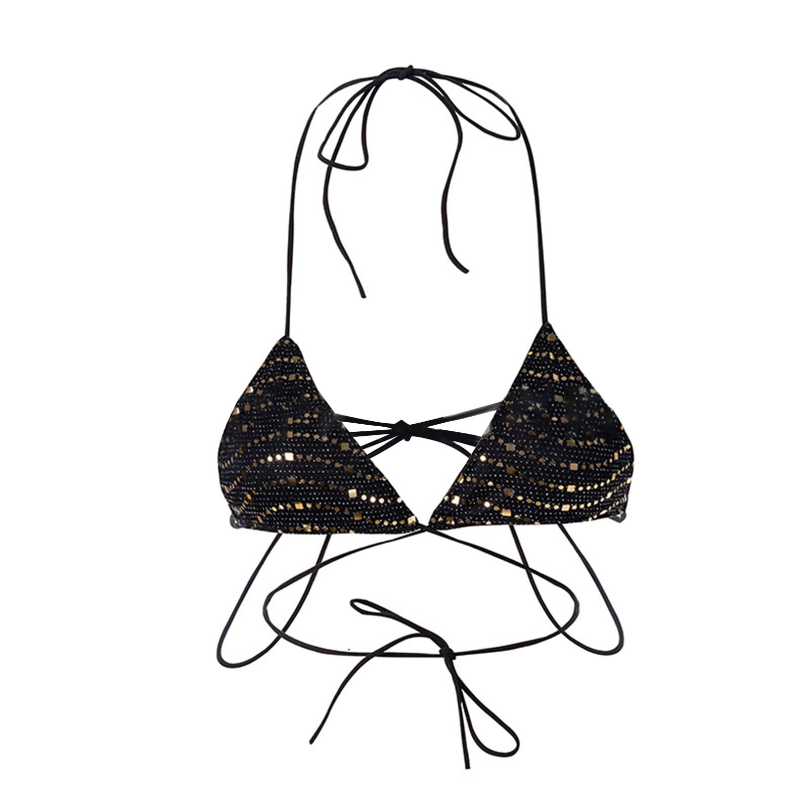 Brglopf Womens Sparkle Glitter Halter Bikini Bras Top Swimwear
