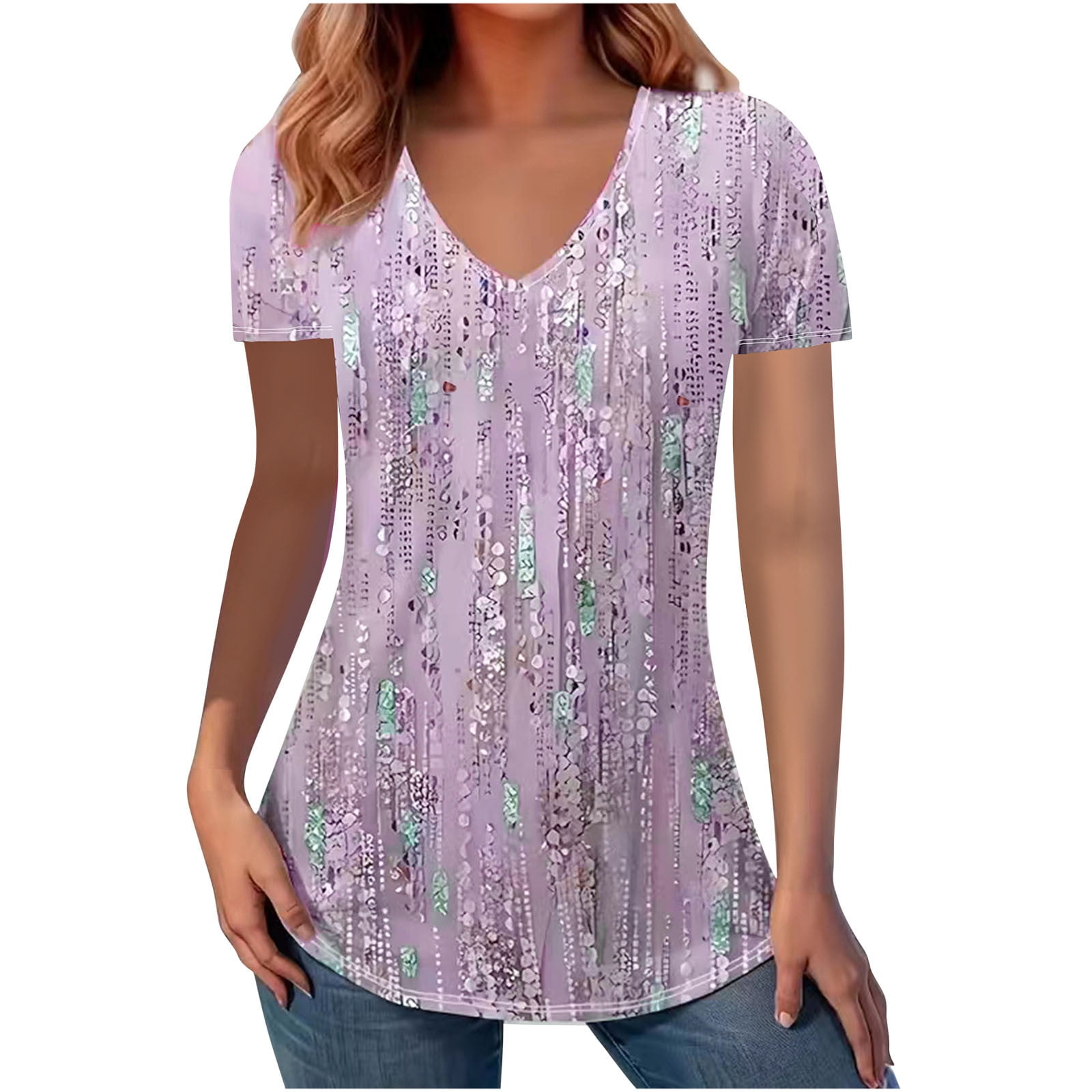 Brglopf Womens Sparkle Sequin Blouse Shimmer Glitter Short Sleeve