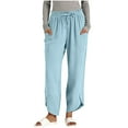 Brglopf Womens Wide Leg Capri Linen Hearm Pants Drawstring Casual ...