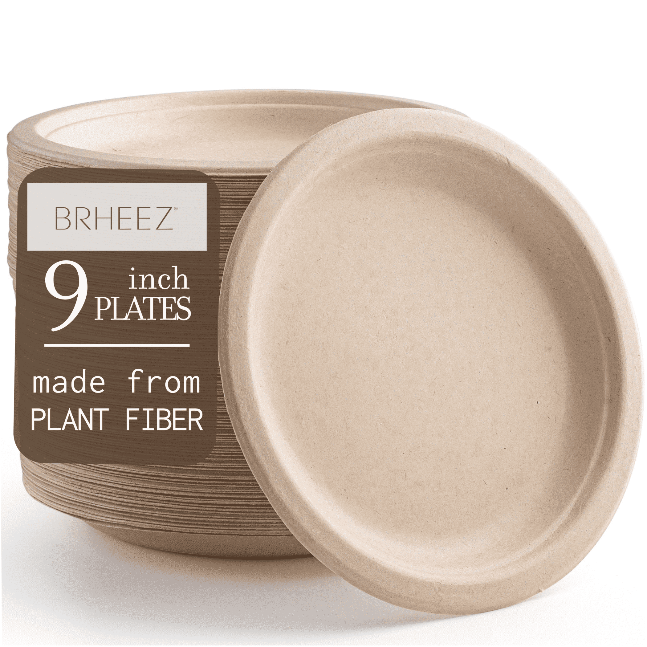 Brheez Disposable Plates Eco Friendly Compostable Biodegradable Round ...
