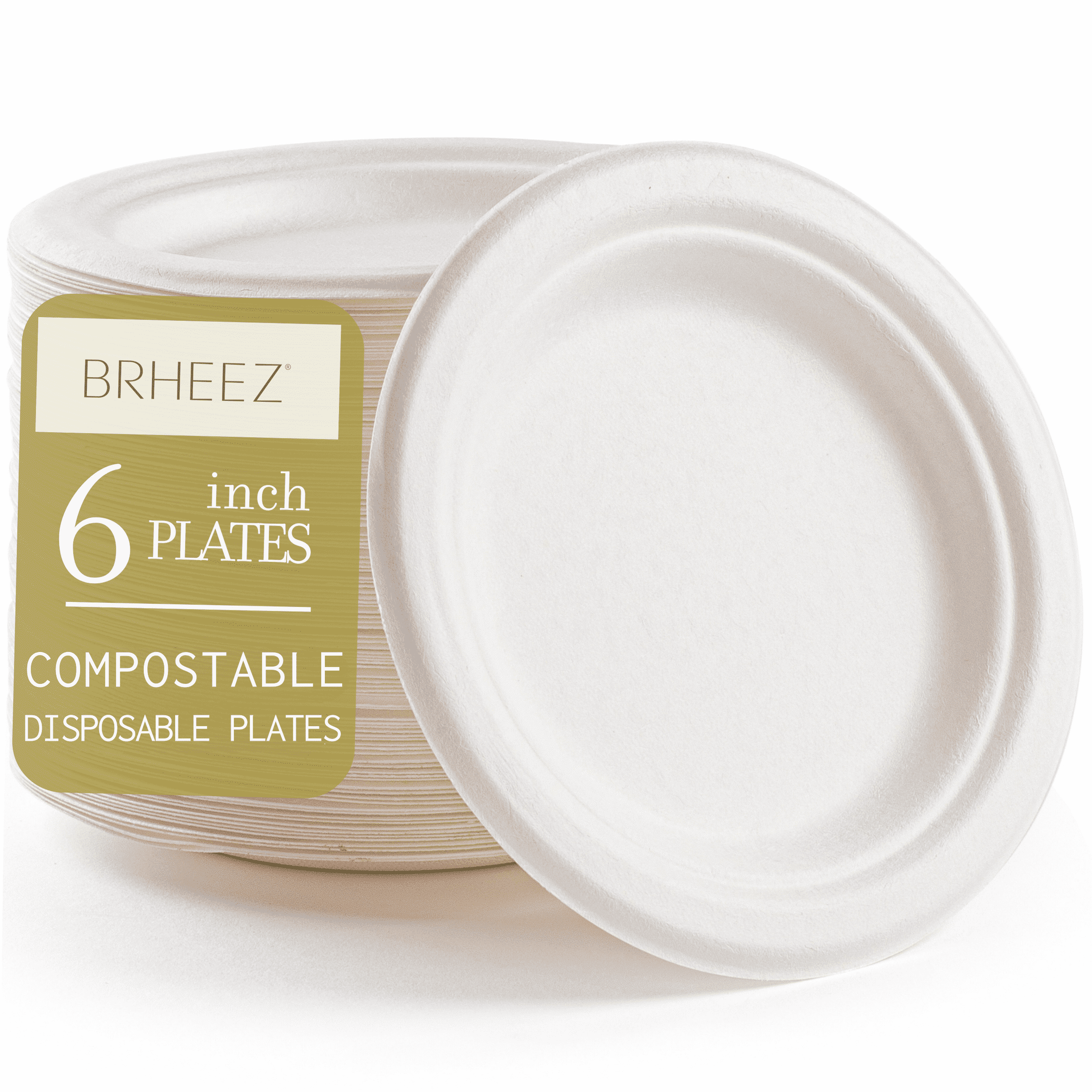 Brheez Heavy Duty Round Disposable Plates -100% Biodegradable ...
