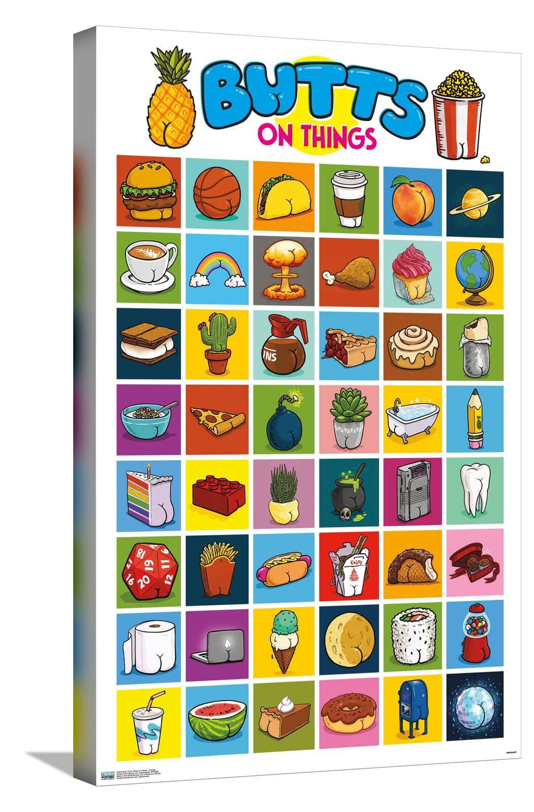 Brian Cook: Butts on Things - Collage Canvas Wall Poster, 14.725" x 22. ...
