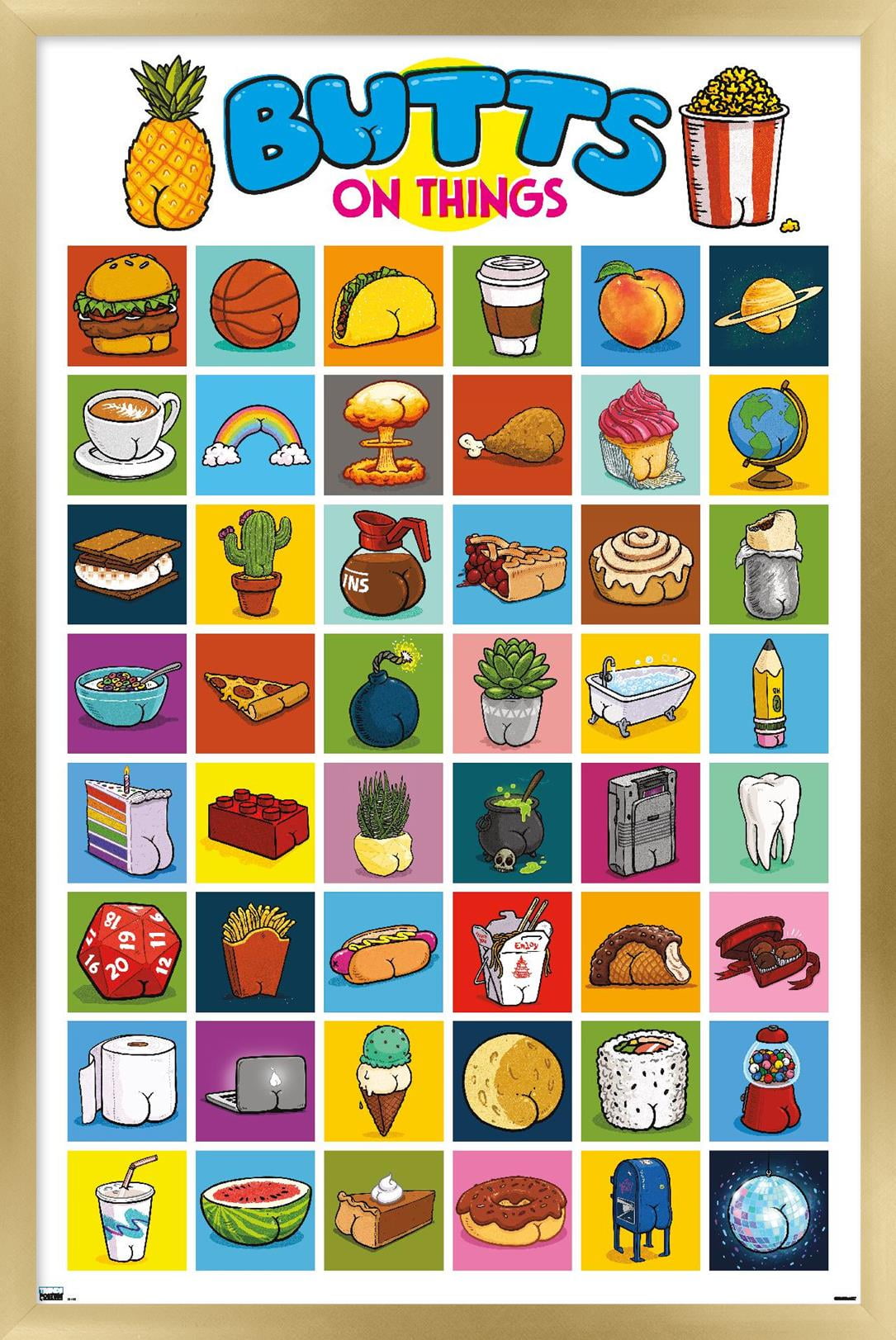 Brian Cook: Butts on Things - Collage Wall Poster, 14.725" x 22.375 ...