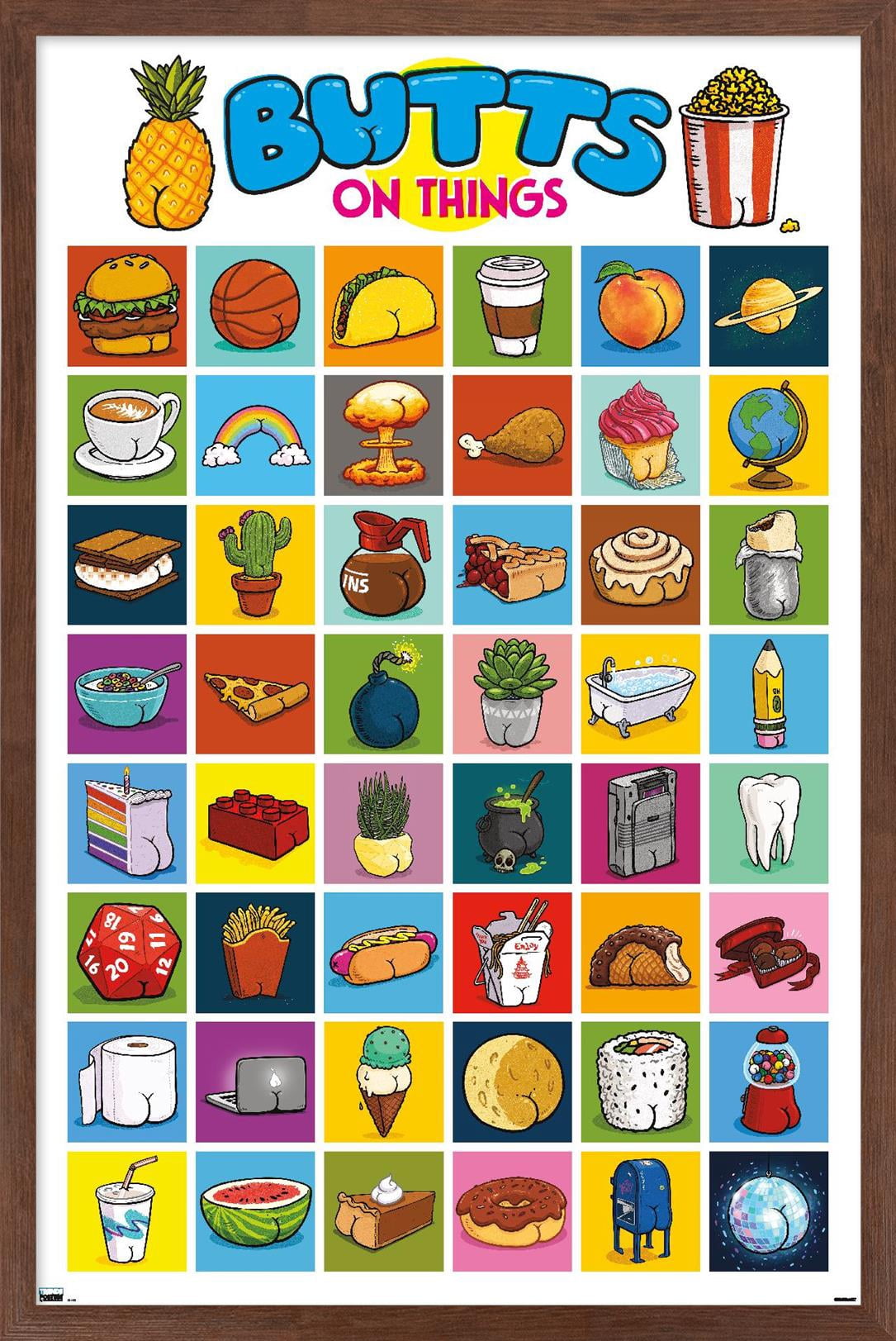Brian Cook: Butts on Things - Collage Wall Poster, 14.725" x 22.375 ...