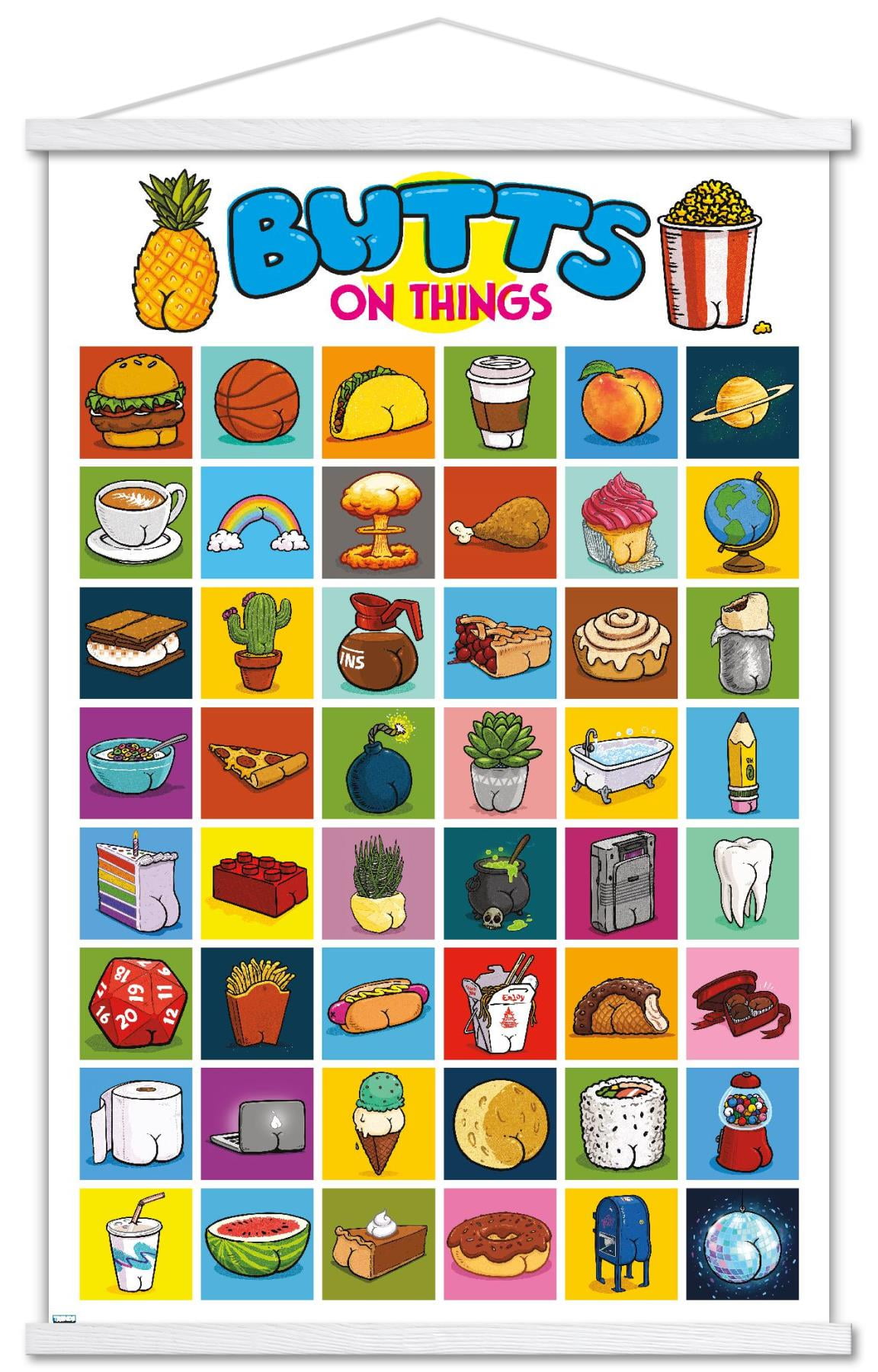Brian Cook: Butts on Things - Collage Wall Poster with Magnetic Frame ...