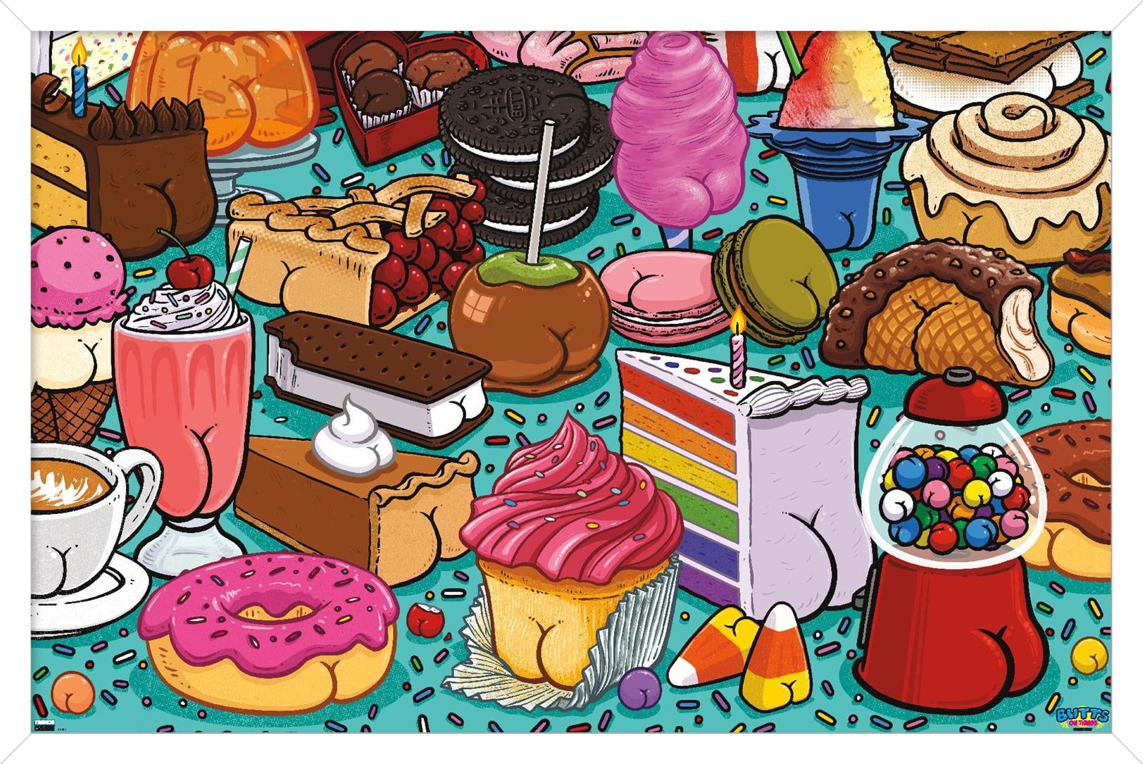 Brian Cook: Butts on Things - Sweets Wall Poster, 22.375" x 34" Framed ...