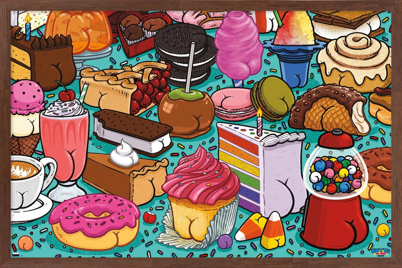 Brian Cook: Butts on Things - Sweets Wall Poster, 22.375" x 34" Framed ...