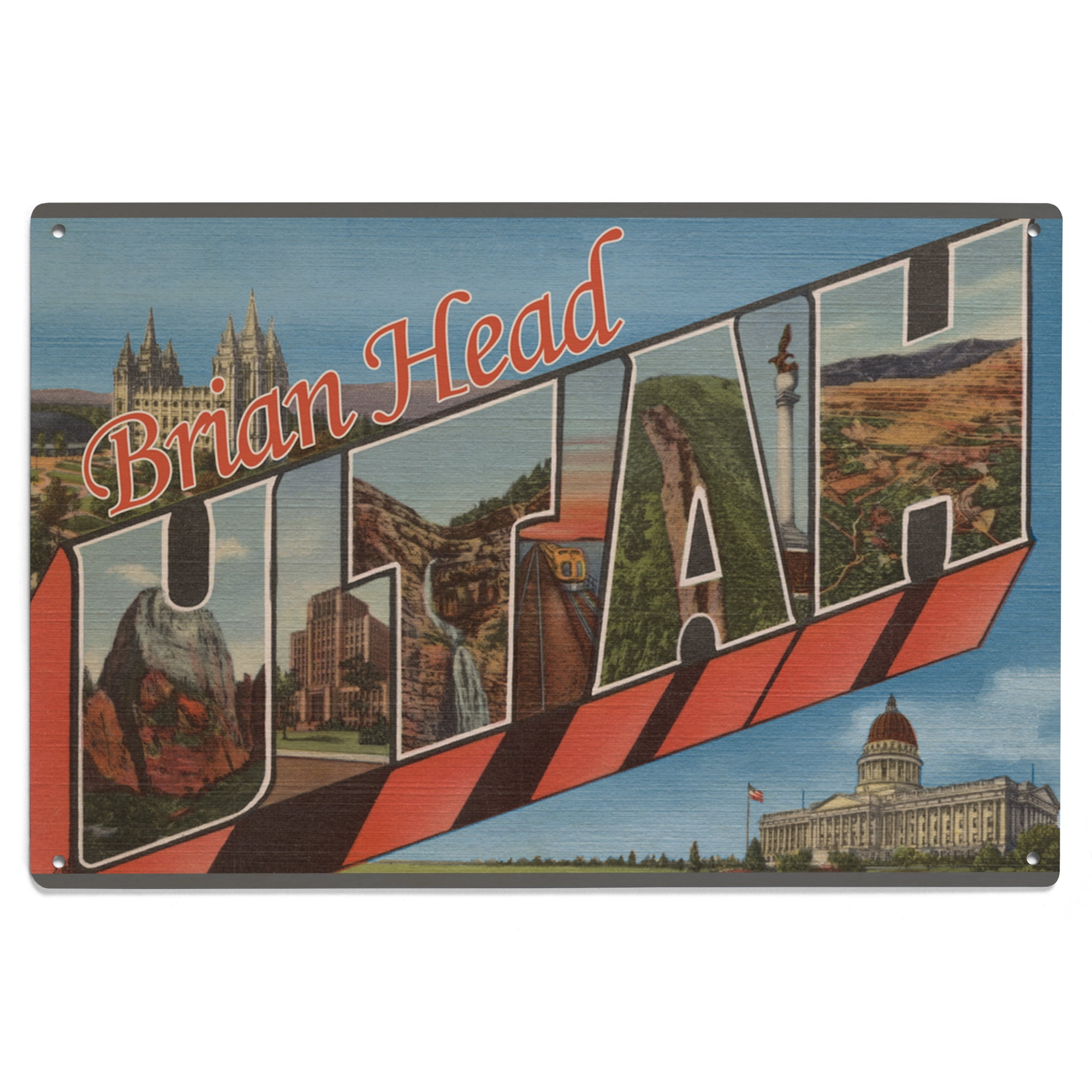 Brian Head, Utah, Large Letter Scenes Birch Wood Wall Sign (6x9 Rustic ...