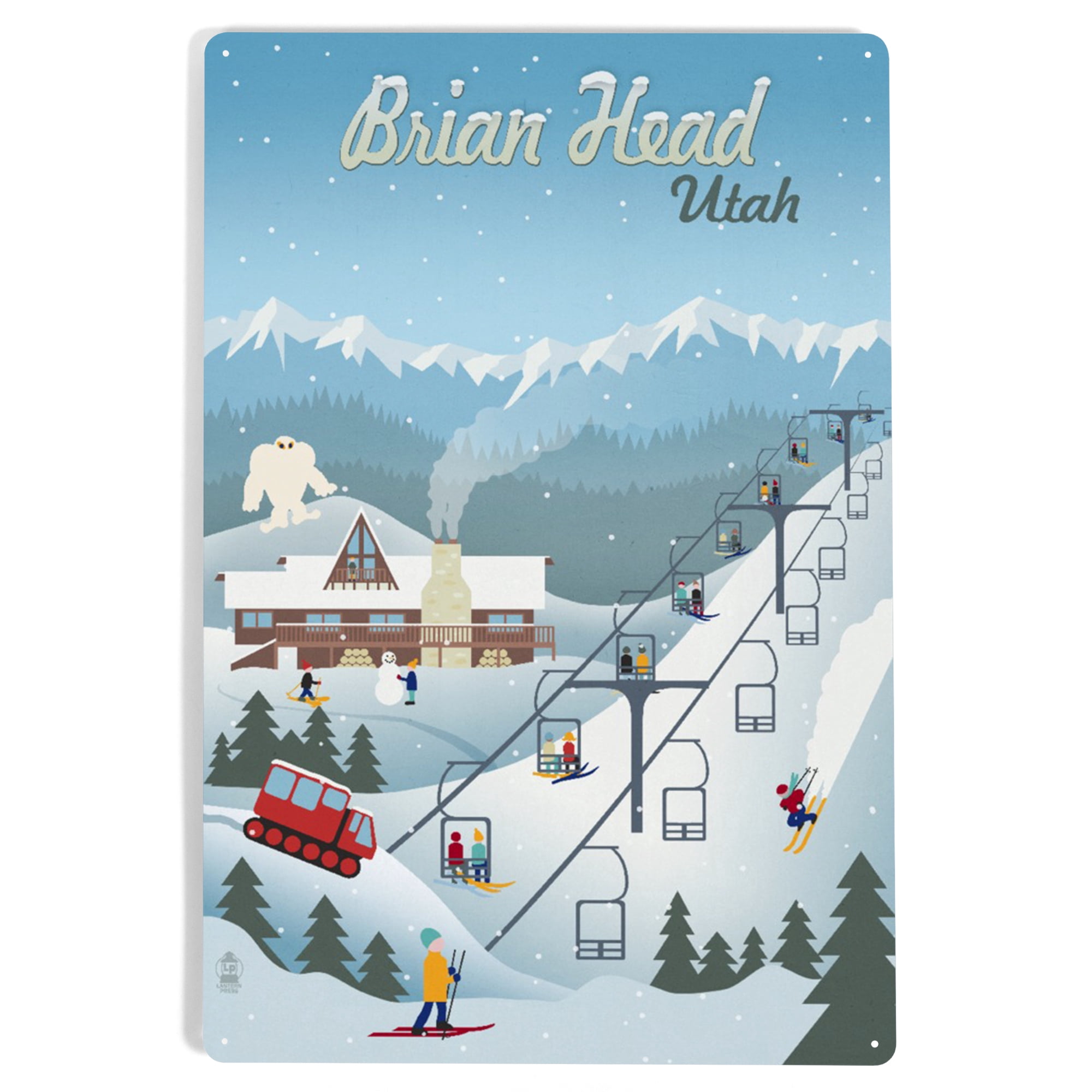 Brian Head, Utah, Retro Mountain Town (12x18 Aluminum Art, Indoor ...