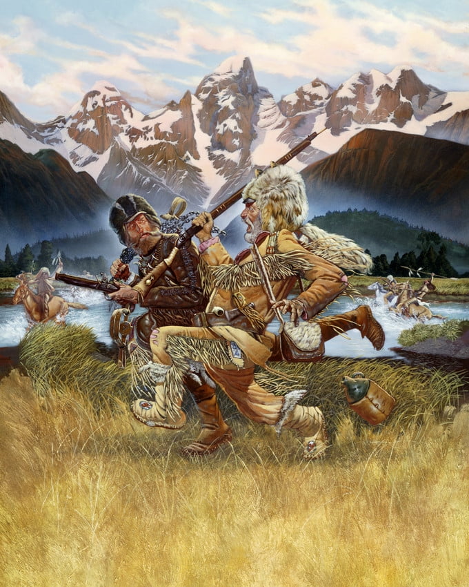 Brian Keith Charlton Heston The Mountain Men Art Rare 24x36 HD Aluminum ...