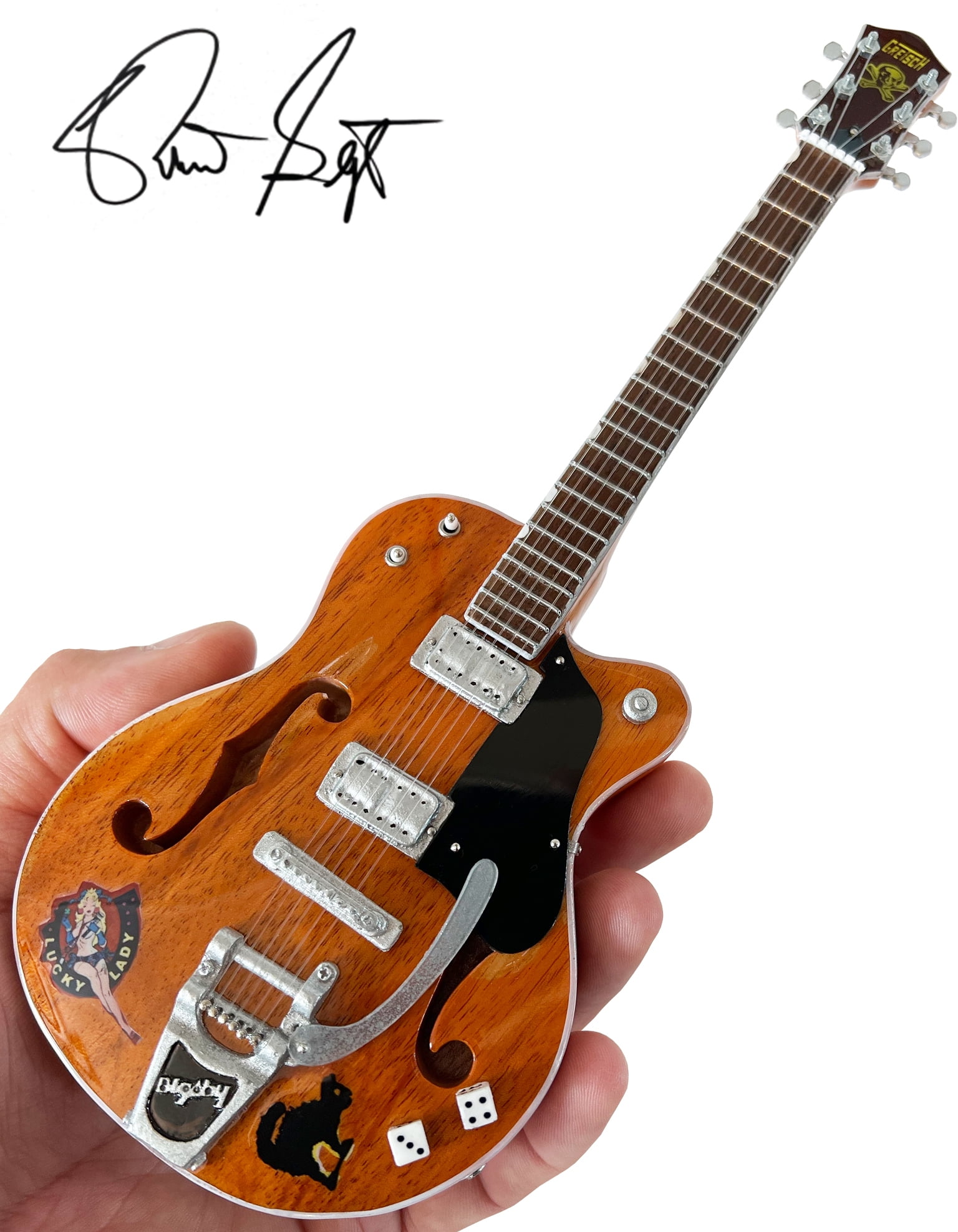 Axe Heaven Brian Setzer Gretsch Nashville Orange Dice Hollow Body Mini ...