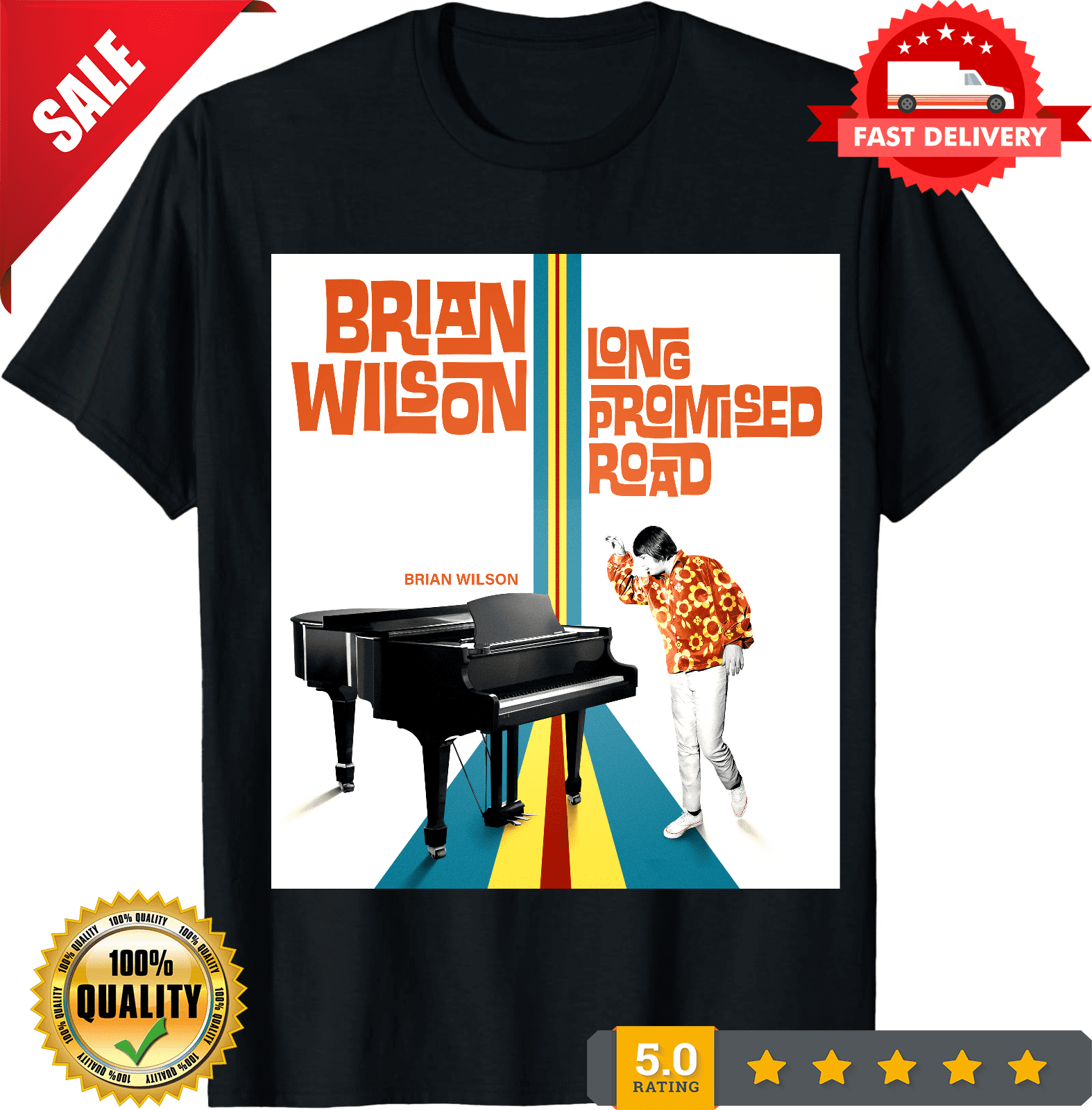 Brian Wilson At My Piano Long Promised Road White unisex shirt All size ...