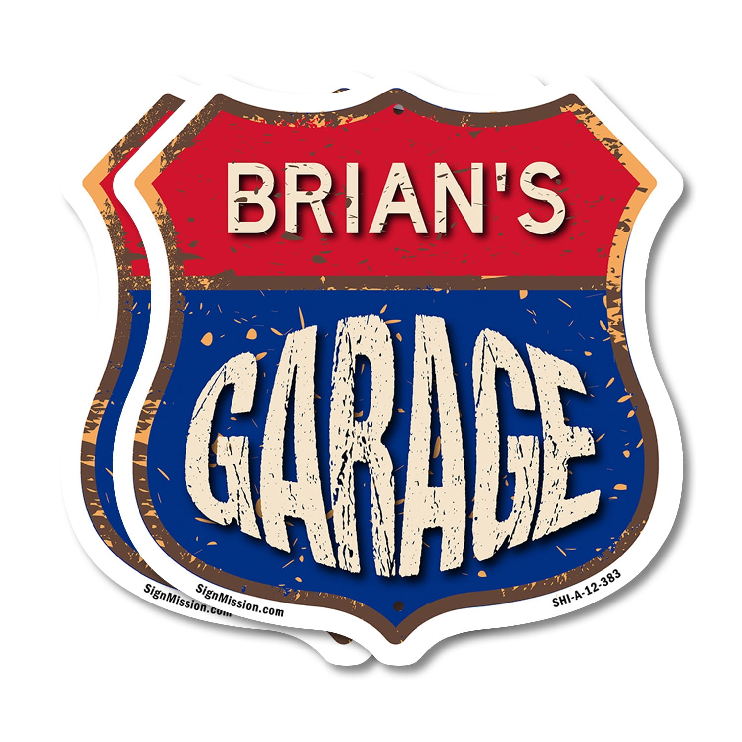 Brian's Garage (2 Pack) 12 inch X 12 inch Shield-Shaped Rust-Free ...