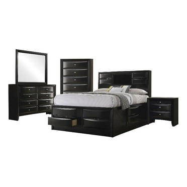 Miranda 4-Piece Queen Platform Storage Bedroom Set with Acrylic Handles ...