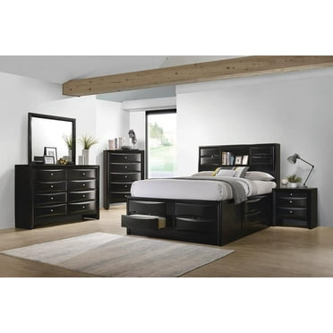 Miranda 4-Piece Queen Platform Storage Bedroom Set with Acrylic Handles ...