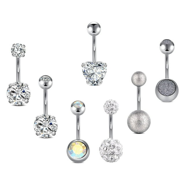 Briana Williams 14G Belly Button Ring CZ Imitation Diamond Belly Button ...