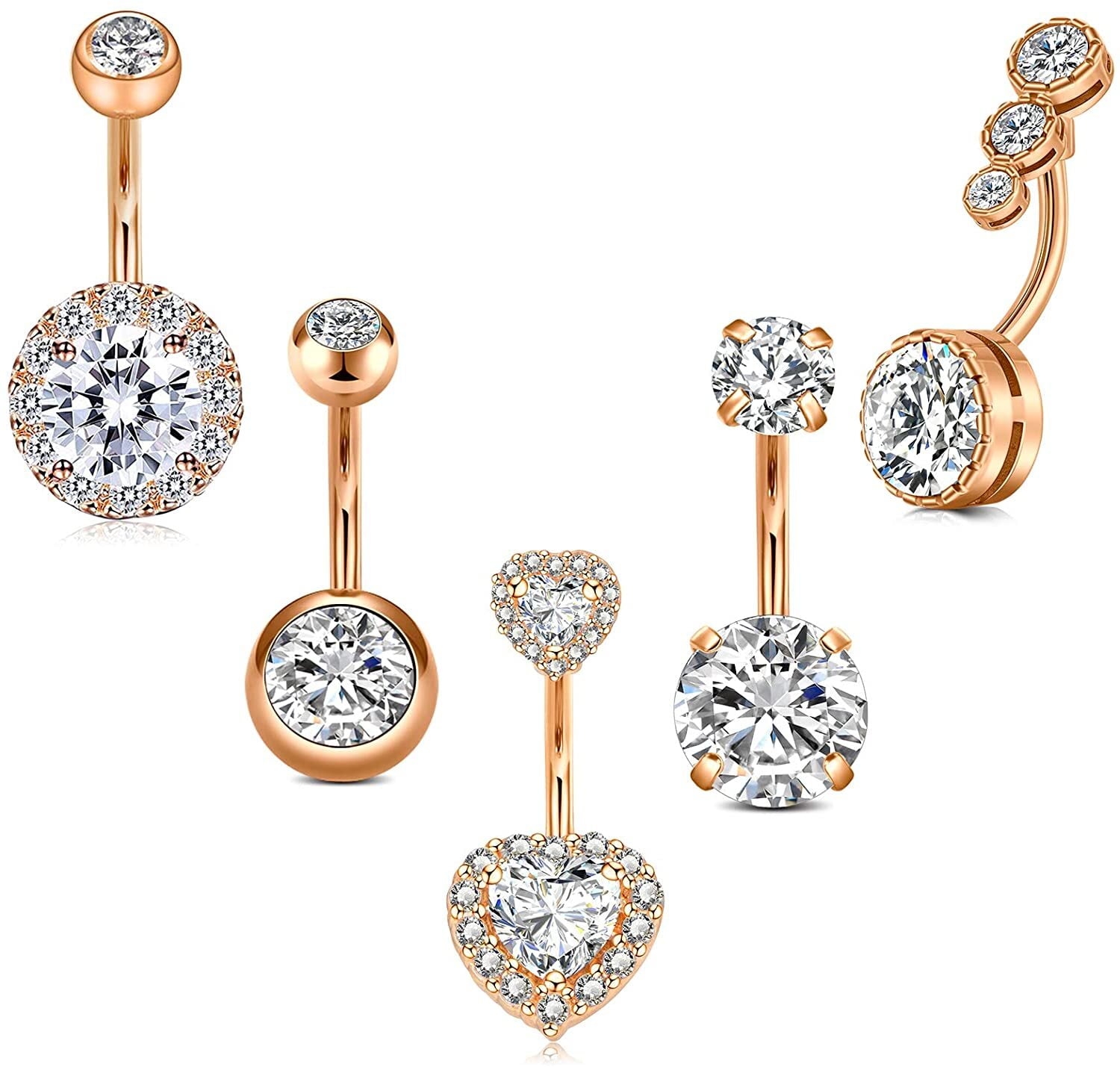 Briana Williams Clear CZ Belly Button Rings, 316L Stainless Steel, 14G ...