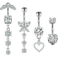 Briana Williams 14G Surgical Steel Dangle Belly Button Rings with AAA ...