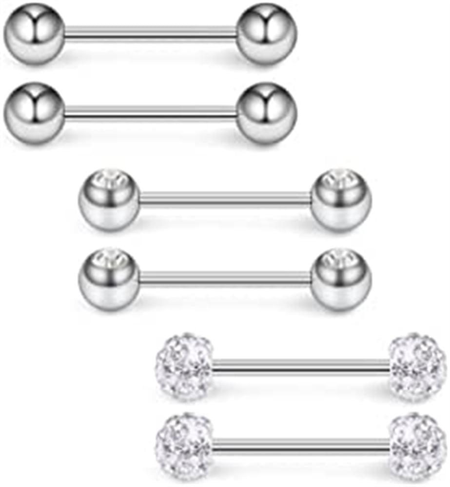 Briana Williams 16G Crystal Ball Nipple Tongue Shield Ring - Walmart.com