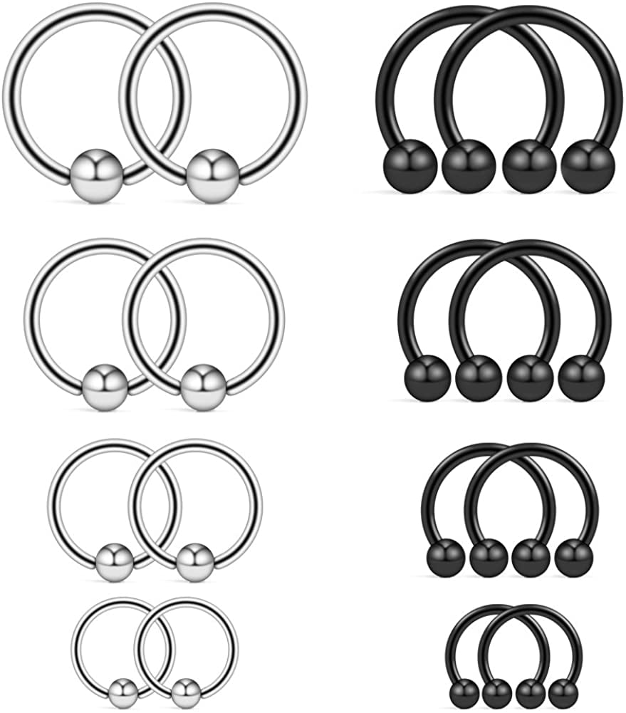 Briana Williams 16G Horseshoe & Captive Bead Nose Hoop Septum Piercing ...