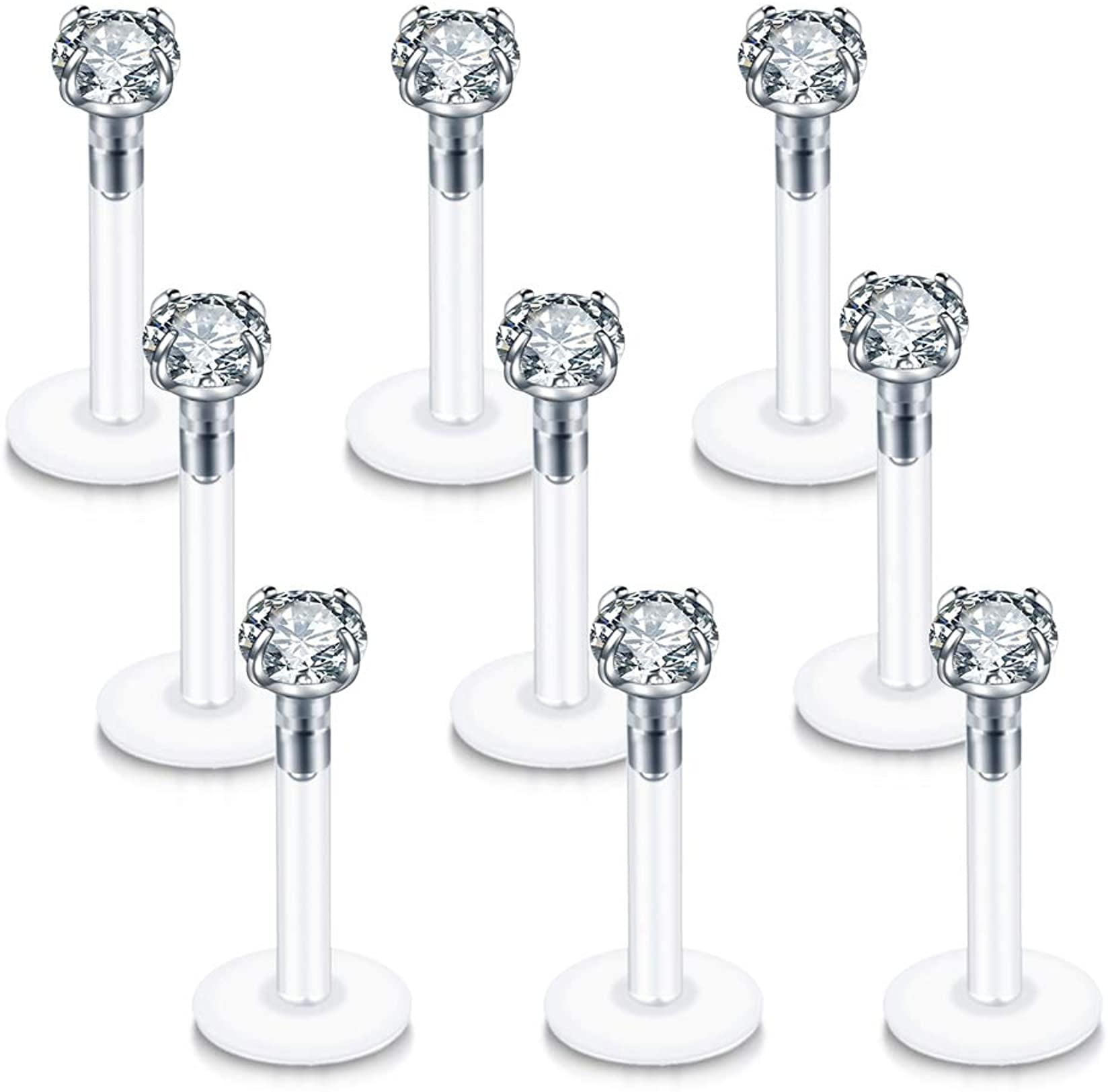 Lip Piercing Jewelry 8-Piece 16G Labret & Earring Set – Stainless Steel ...