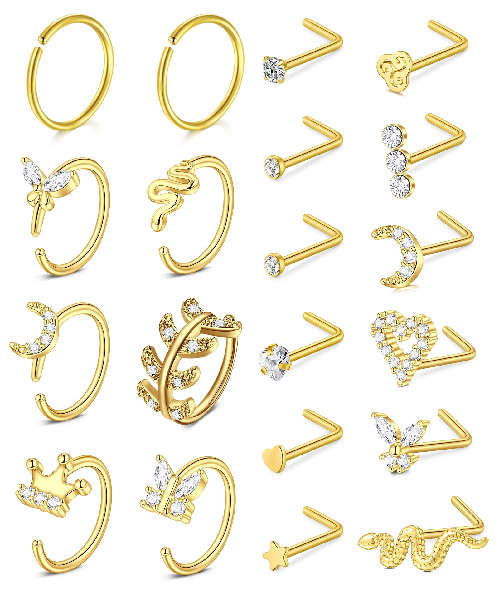 Briana Williams Body Jewelry 18g Nose Rings Hoop, Surgical Steel Snake ...