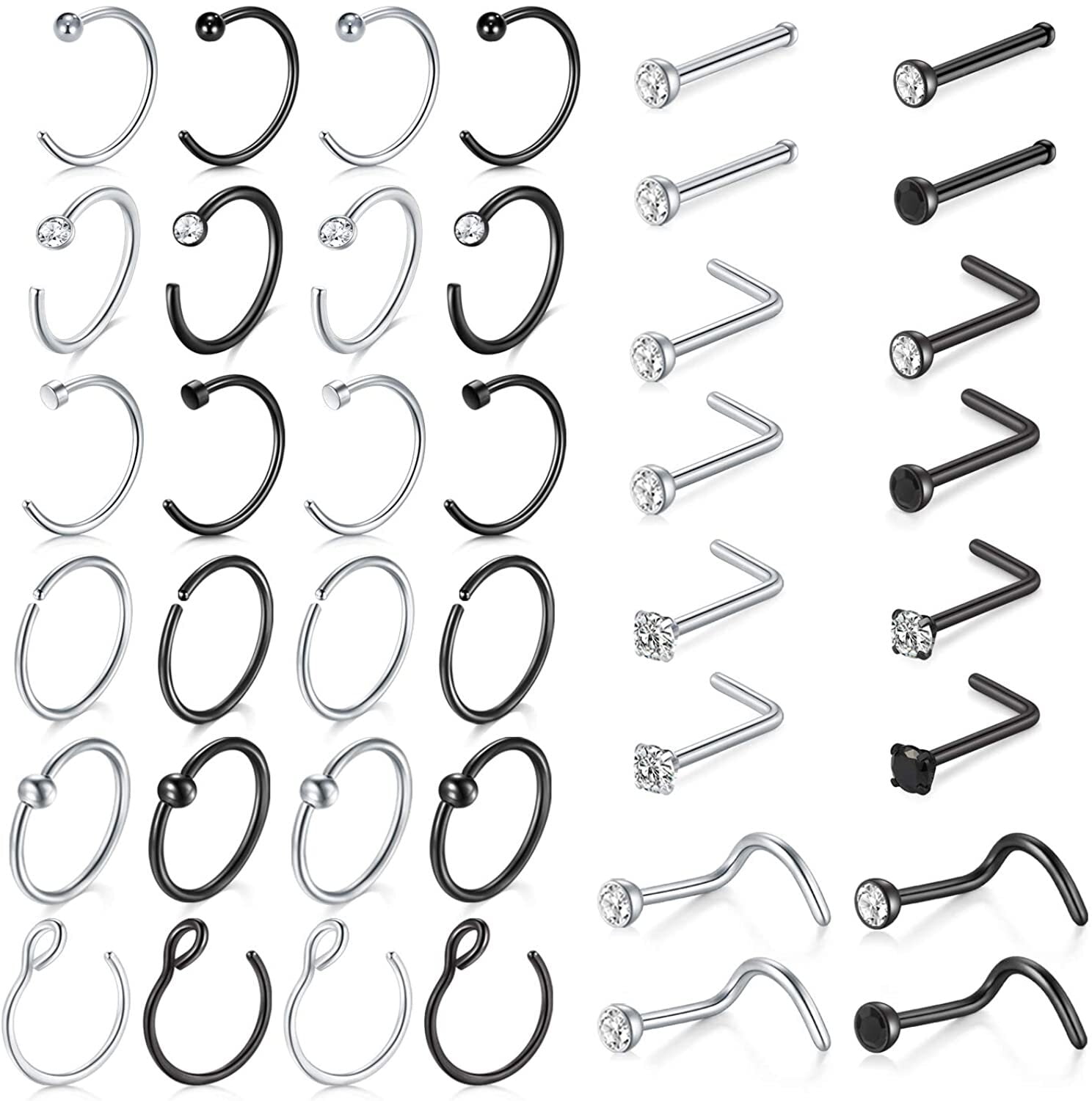 Briana Williams Body Jewelry Piercing 18g Nose Rings Set, Septum Nose ...