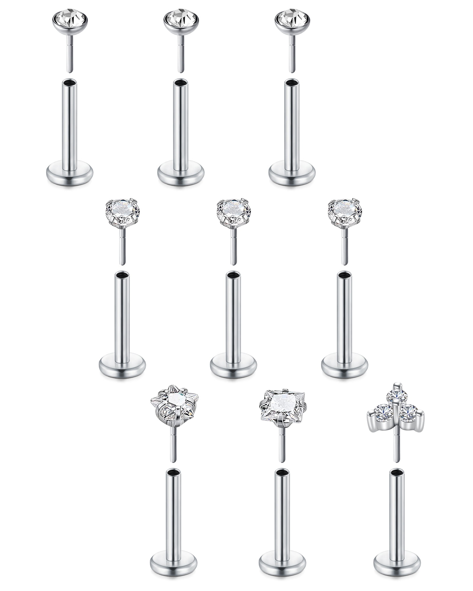 Briana Williams 20G Threadless Push in Nose Rings Studs Surgical Steel ...