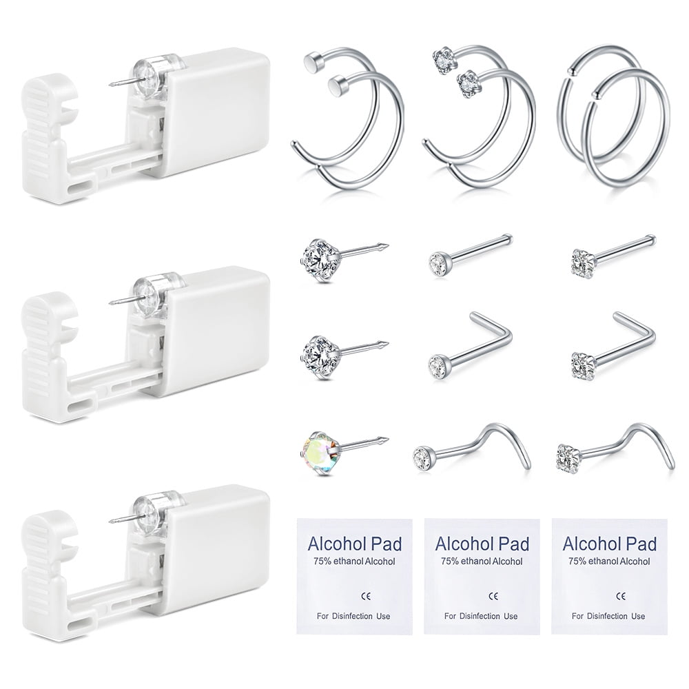 Briana Williams 3 Pack Nose Piercing Kit, Disposable Safety Self Nose ...