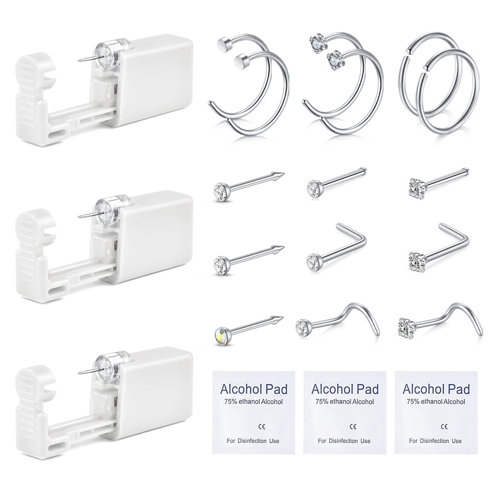 Briana Williams 3 Pack Nose Piercing Kit, Disposable Safety Self Nose ...