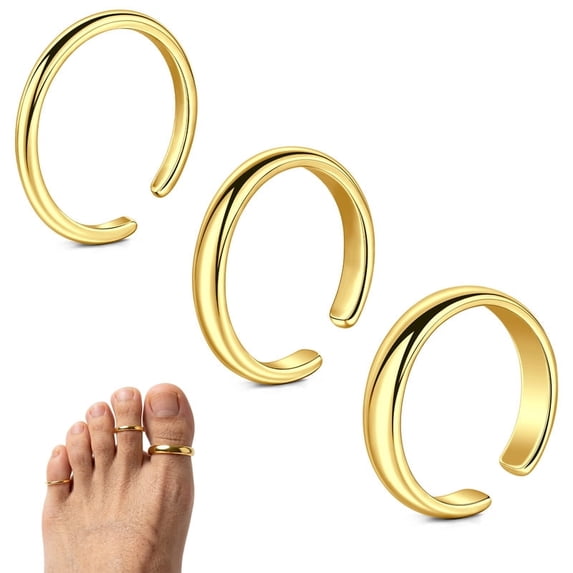 Briana Williams 3pcs Gold Filled Toe Rings for Women,Open Adjustable ...