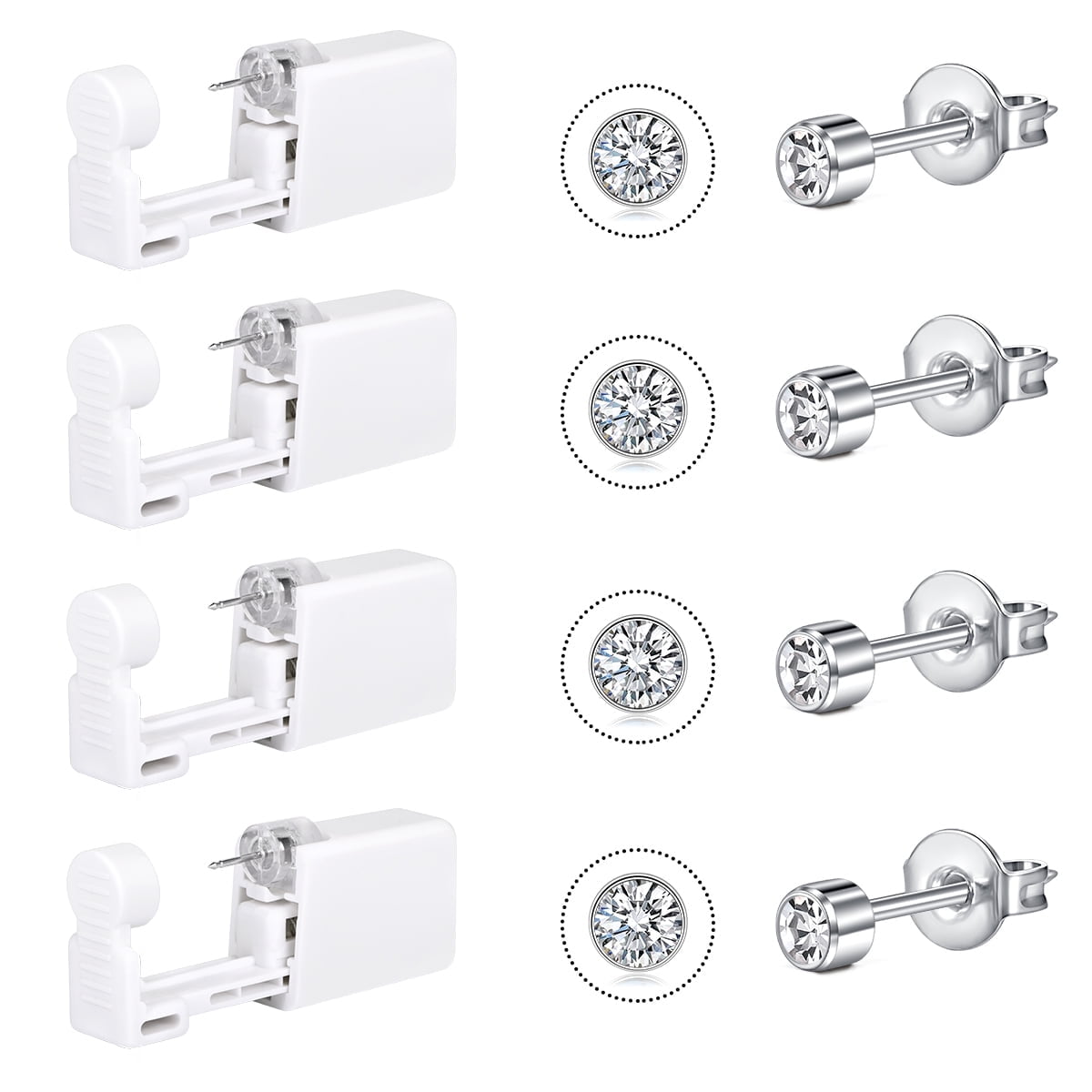 Briana Williams 4 Pack Earring Studs: Self Ear Piercing Gun Kit for ...