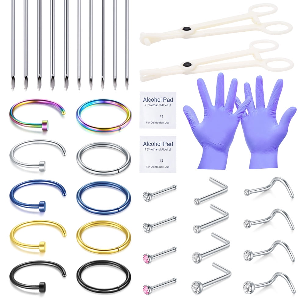 Briana Williams 46Pcs Body Piercing Kit, 316L Surgical Steel Needles ...