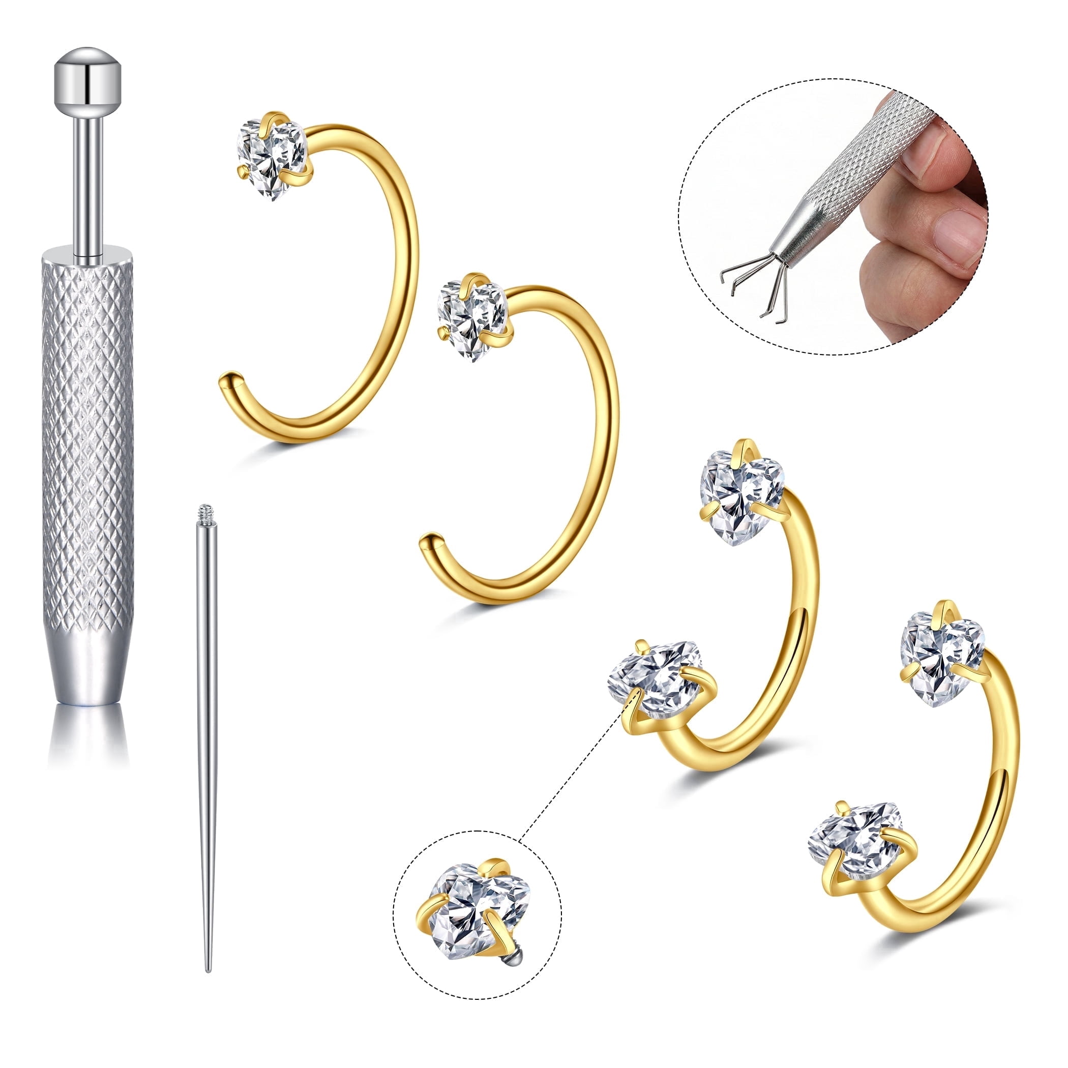 Briana Williams 4PCS 18G Internally Threaded Horseshoe Nose Rings ...