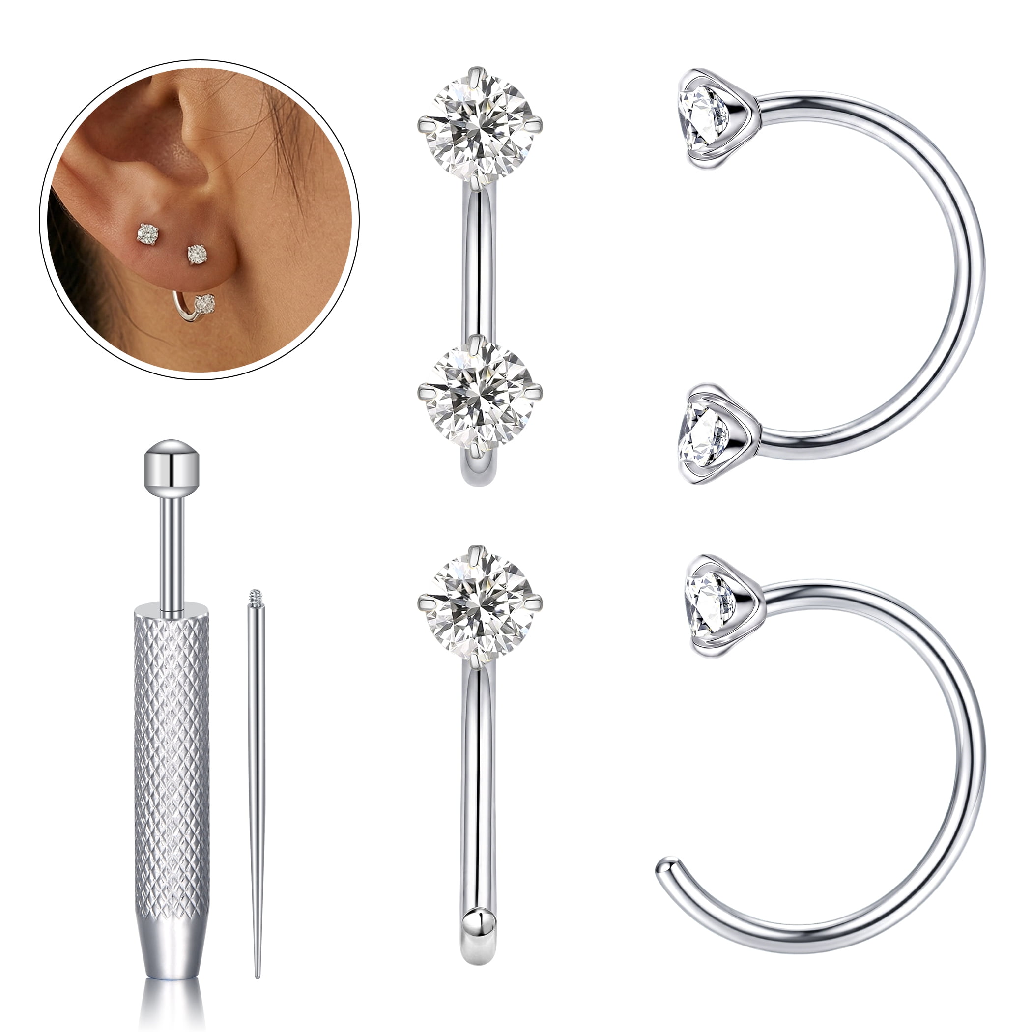 Briana Williams 4PCS 18G Internally Threaded Horseshoe Nose Rings ...