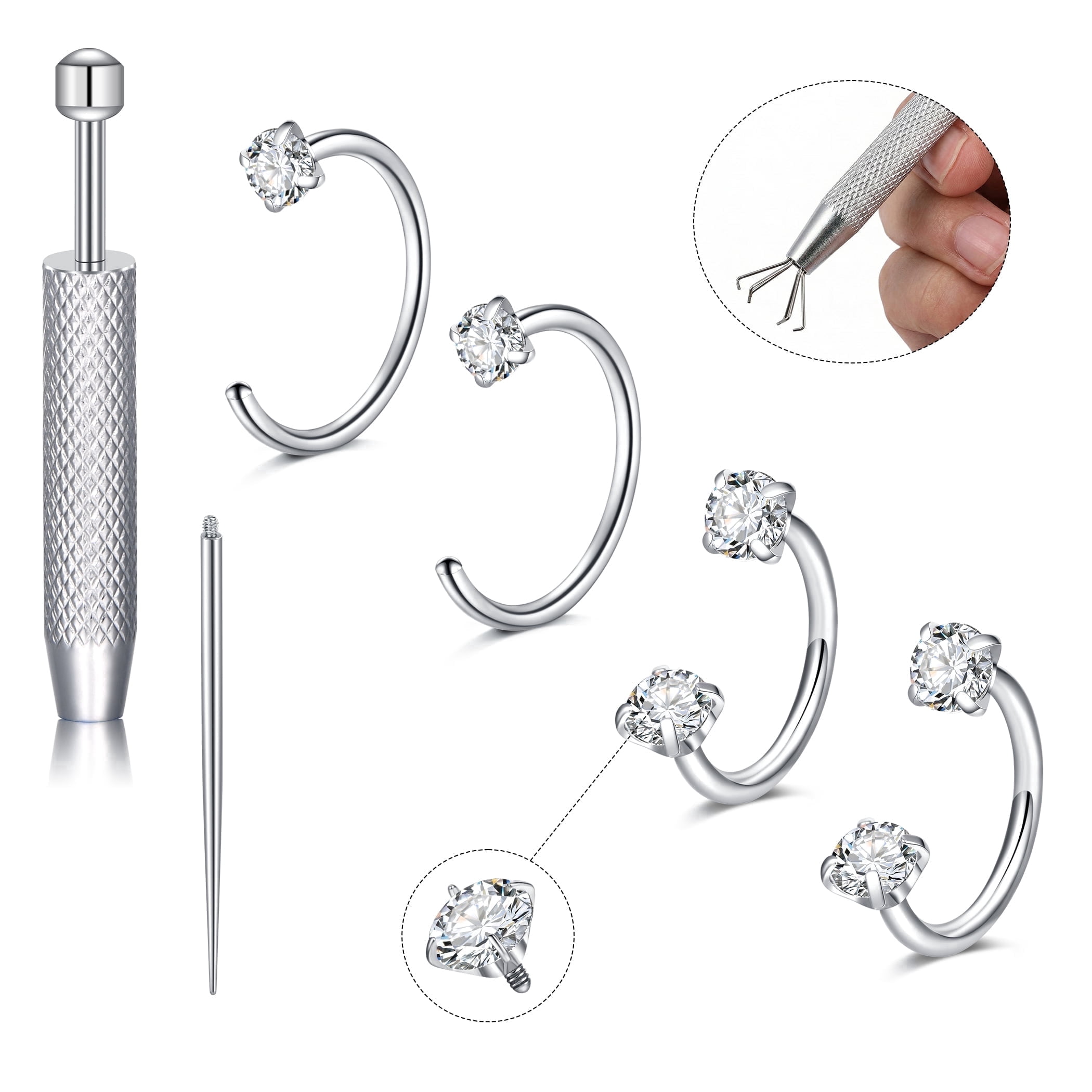 Briana Williams 4PCS 18G Internally Threaded Horseshoe Nose Rings ...