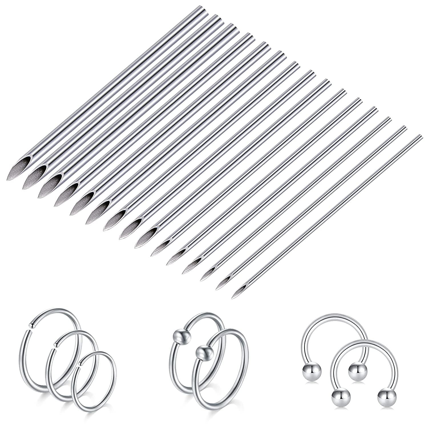 Briana Williams 50PCS Body Piercing Needles, 12G-20G, Sterilized ...