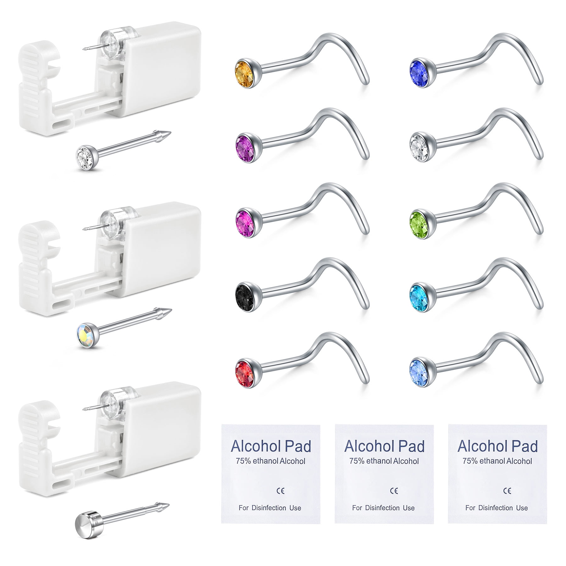 Briana Williams Nose Piercing Kit with Nose Rings, 3 Pack Self Nose ...