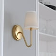 Briar 1 Light Gold Brass Traditional Wall Sconce White Linen Shade ...