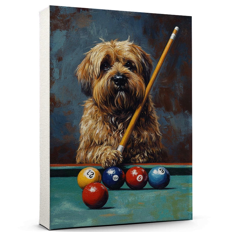 Briard Dog Billiards Art Stretched Canvas Size 8x12 – Briard Dog ...