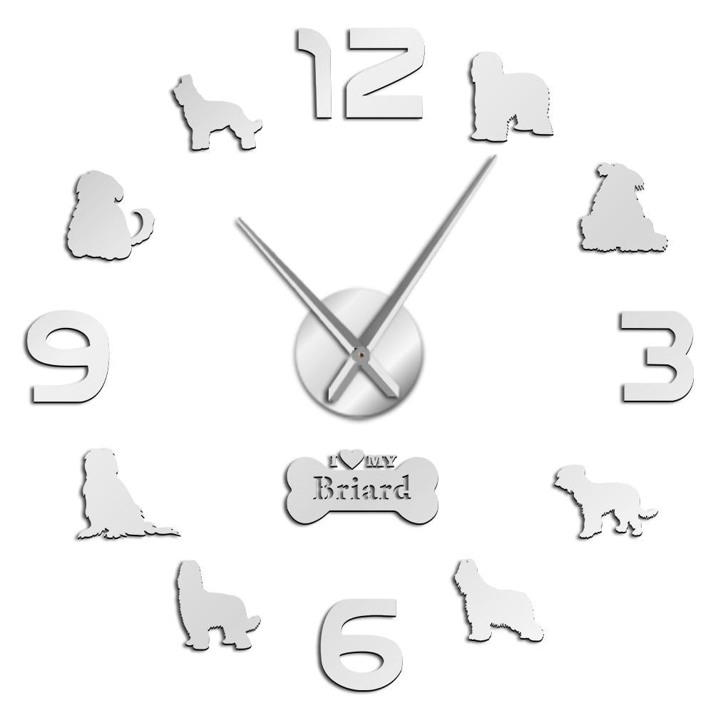 Briard Dog Breed Silouette Frameless Wall Clock Stickers, DIY Modern ...
